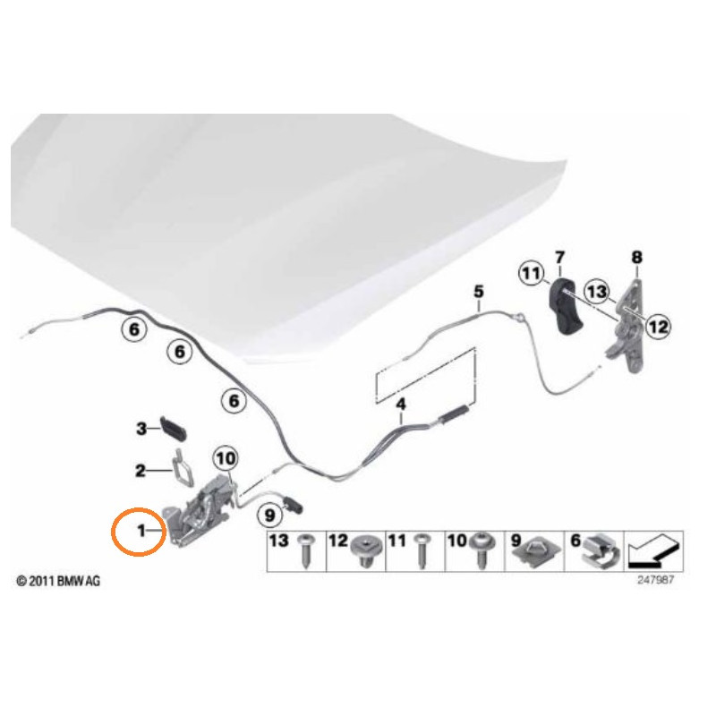 ZAMEK POKRYWY SILNIKA CZĘŚĆ DOLNA PRAWY OE 51237242549